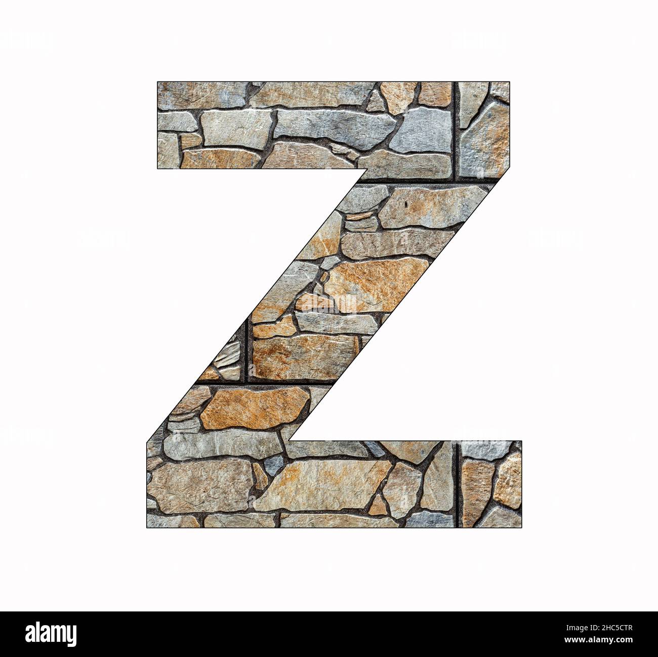 Rustic stone letter Z - Black background Stock Photo - Alamy