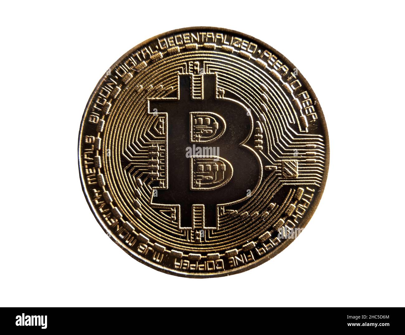 Bitcoin coin isolated on white background. Crypto currency Stock Photo ...