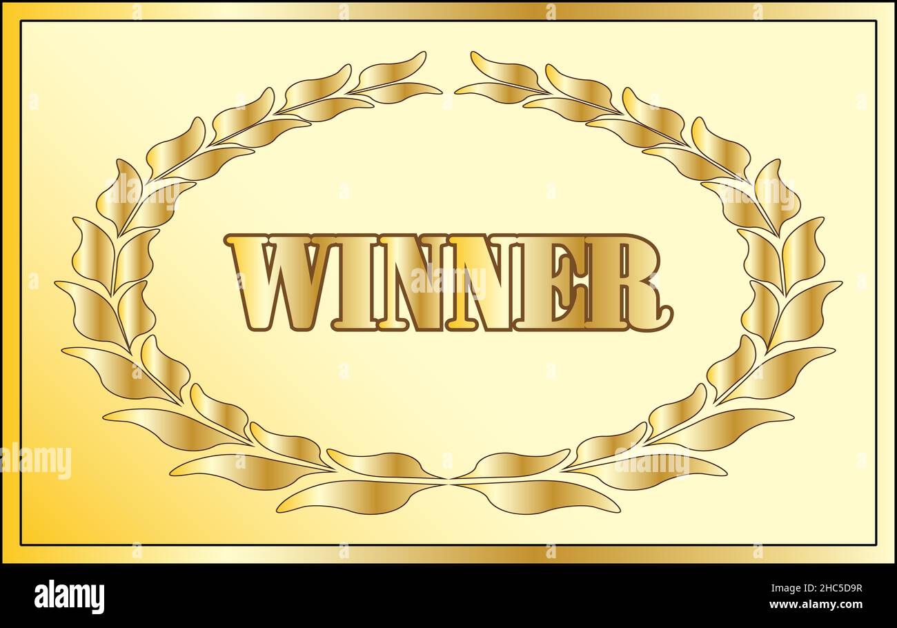 A gold winner plate set over a golden background Stock Photo - Alamy