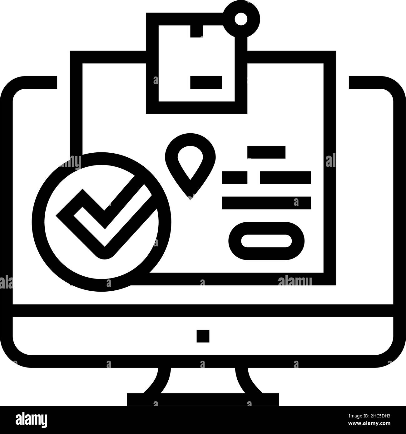 delivered parcel status line icon vector illustration Stock Vector ...