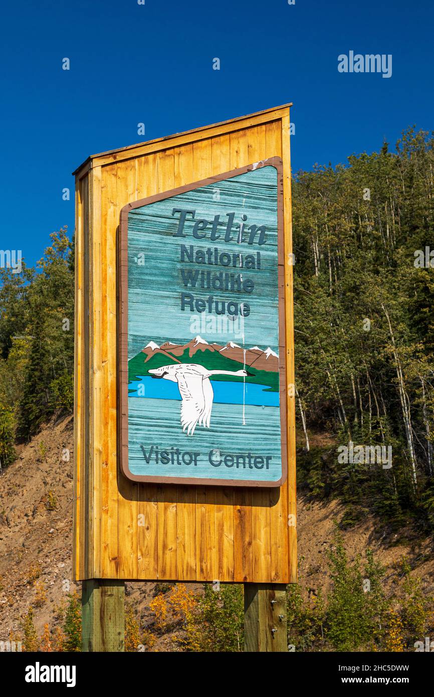 Tetlin National Wildlife Refuge sign at the Visitor Center, Alaska ...