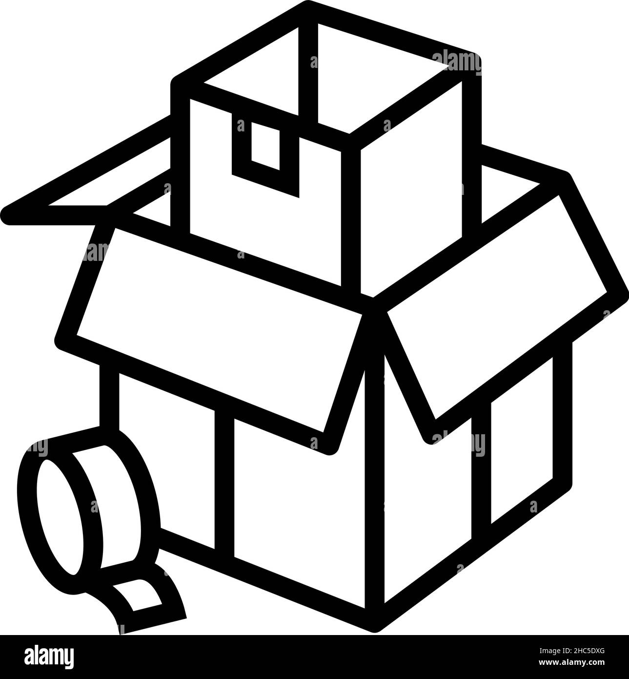 packaging and wrapping parcel line icon vector illustration Stock ...