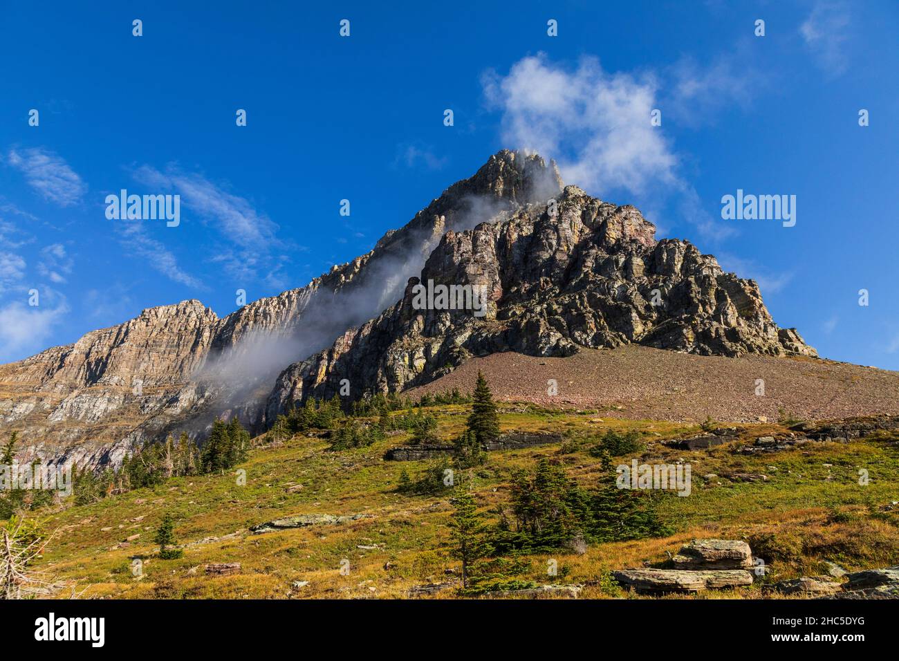 Clements Mountain (8,765 ft) Glacier National Park, Montana Stock Photo ...