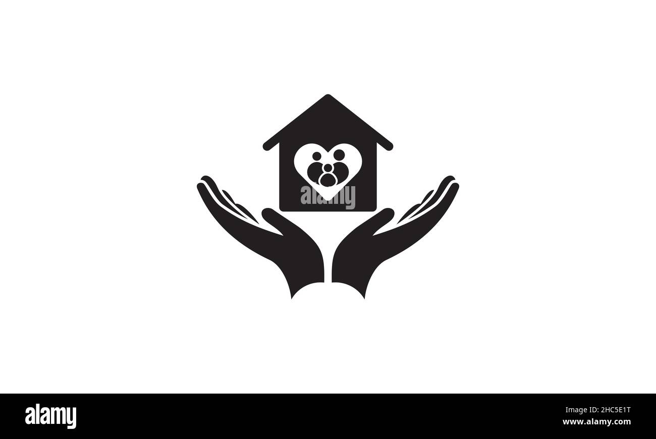 Hands protecting family and house icon,home care illustration icon ...