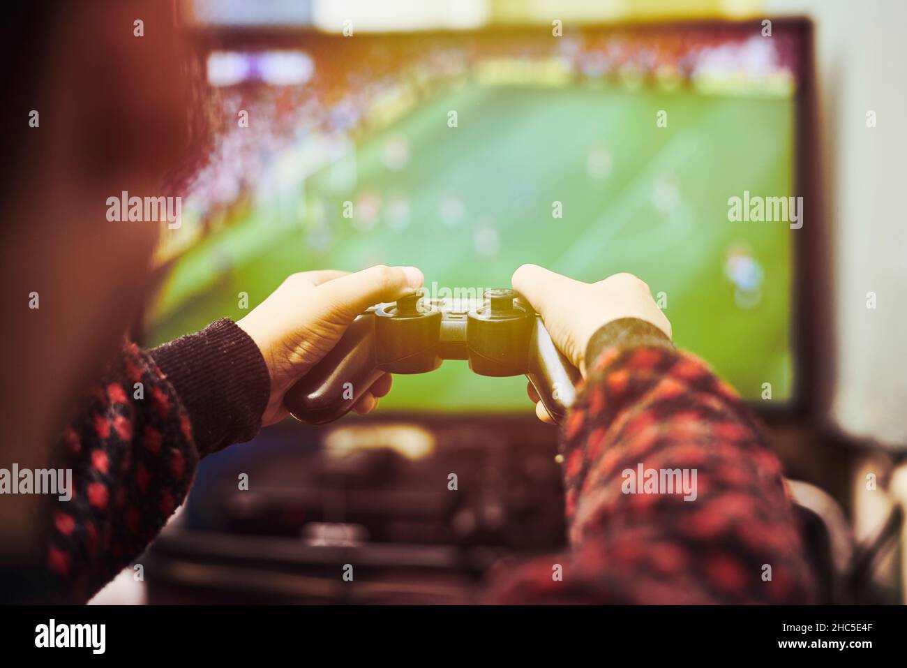 Los Angeles, USA - 21 November, 2021: A little boy playing soccer on a ...