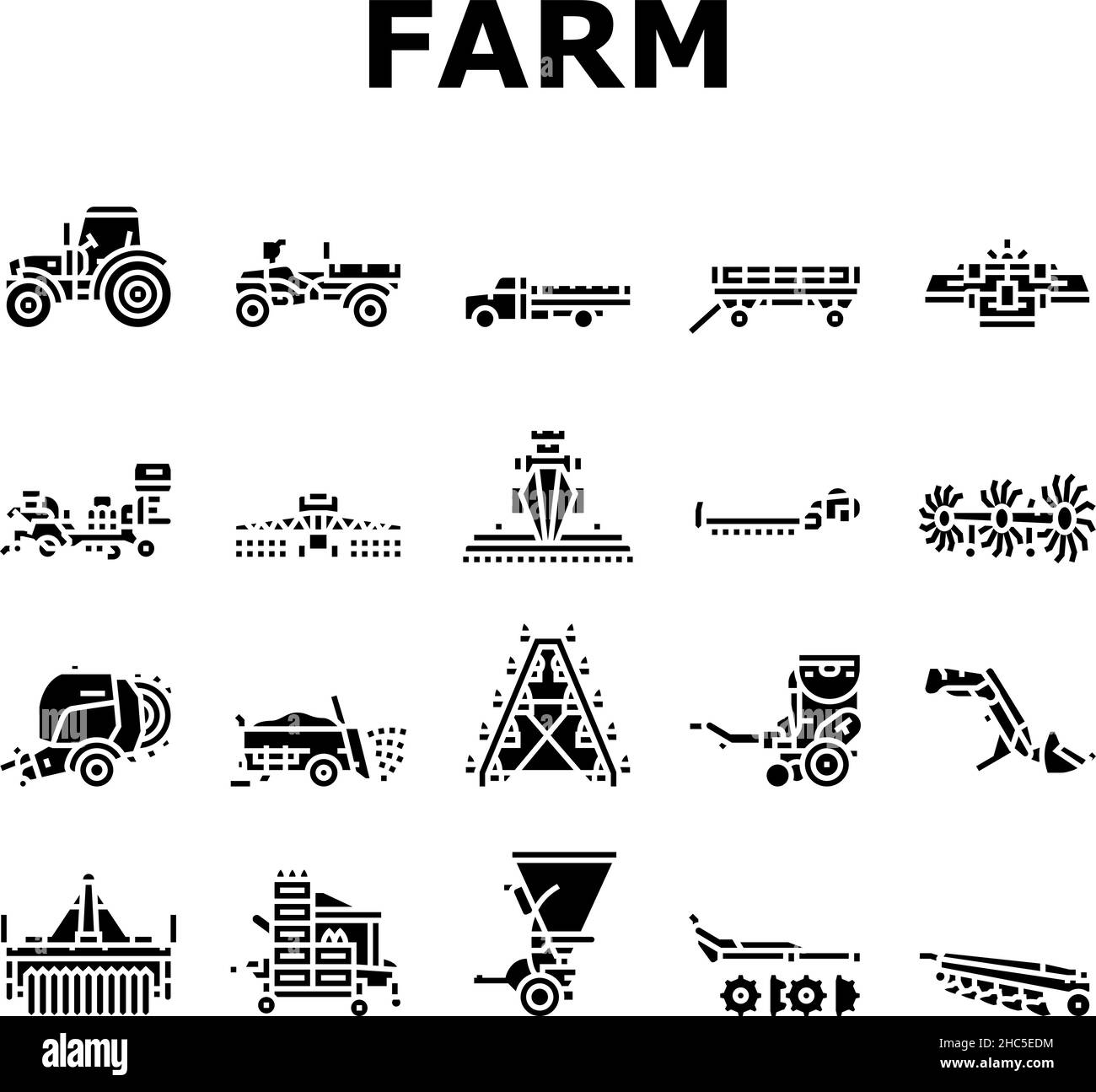 Farm Equipment And Transport Icons Set Vector Stock Vector Image & Art ...