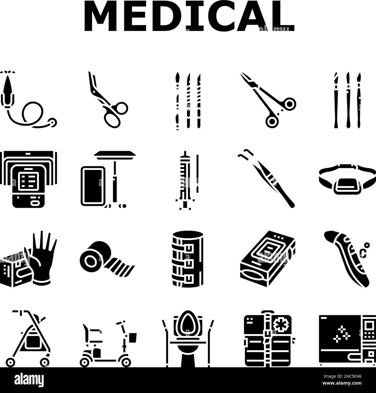Medical Instrument And Equipment Icons Set Vector Stock Vector Image ...