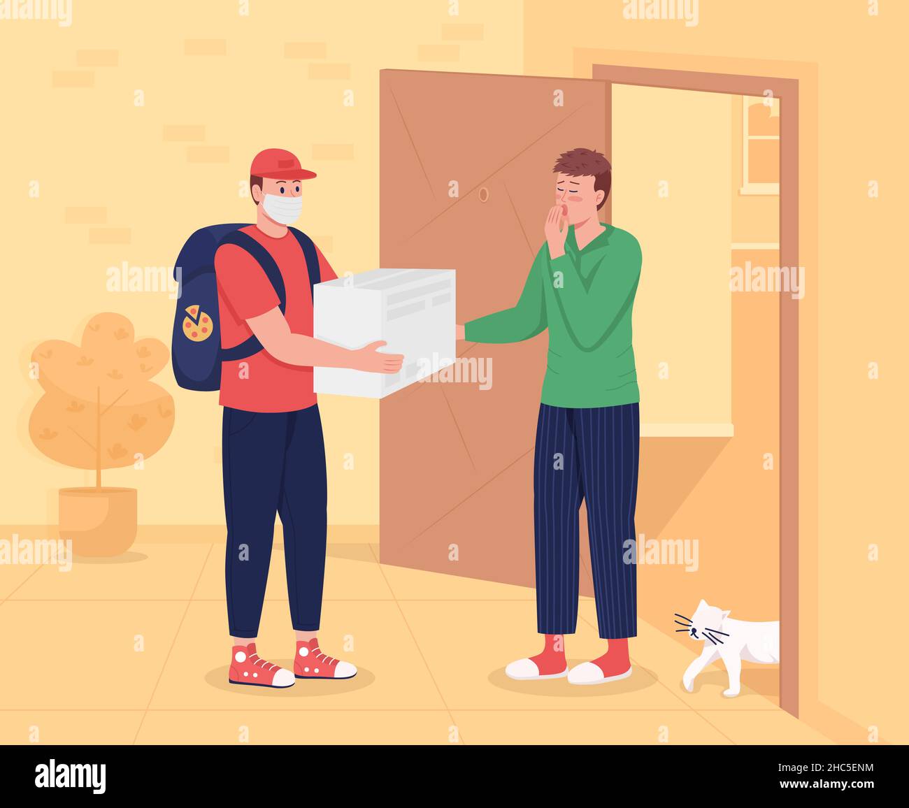 Safe delivery to door flat color vector illustration Stock Vector Image ...