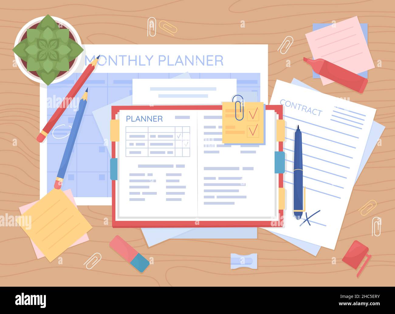 Monthly planning flat color vector illustration Stock Vector Image ...