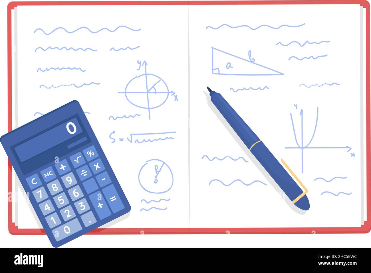 Open textbook with math semi flat color vector object Stock Vector ...
