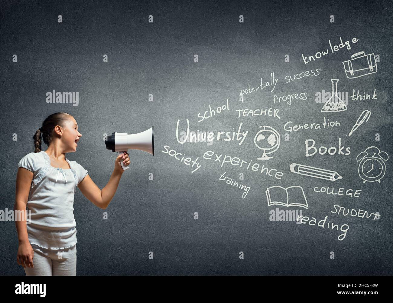 Kid with megaphone Stock Photo - Alamy