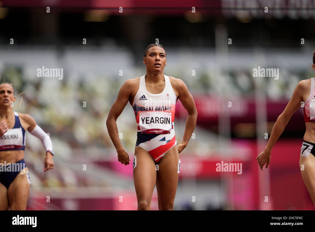 Nicole Yeargin participating in the semi-final of the 400 meters of the ...