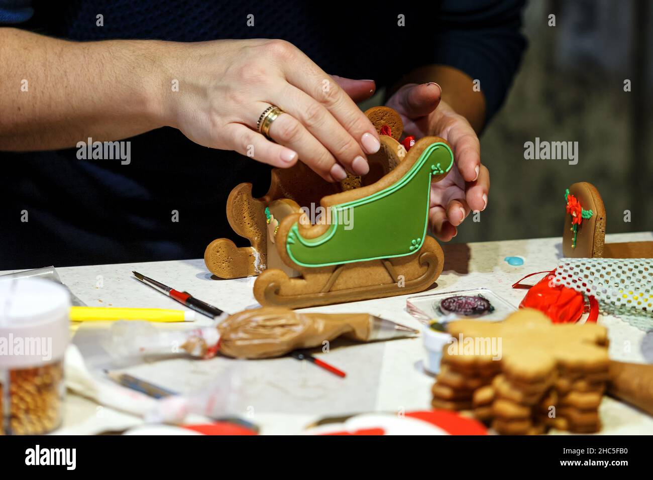 How to cook Christmas gingerbread cookies at home in the kitchen with ...