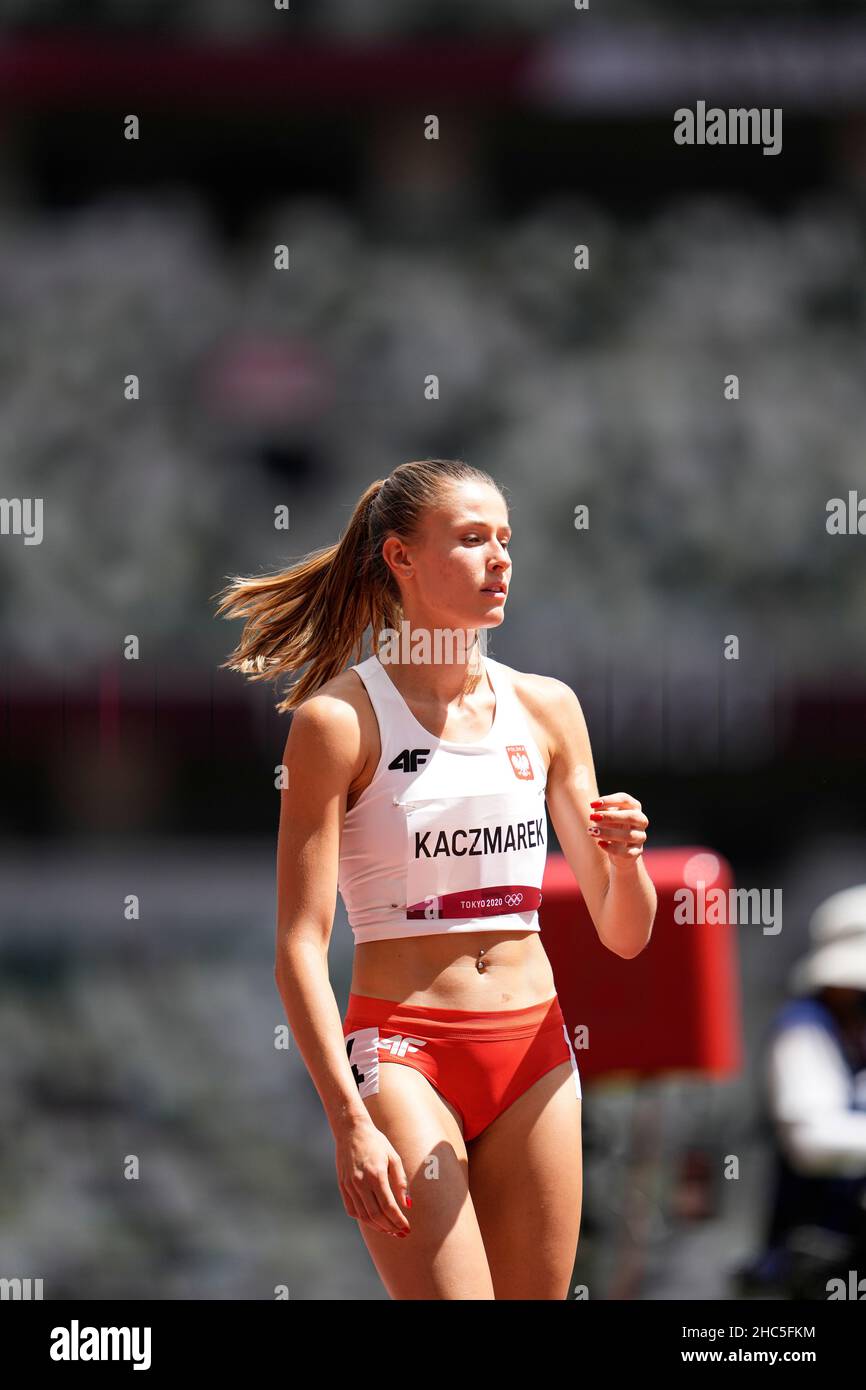 Natalia Kaczmarek participating in the semi-final of the 400 meters of ...