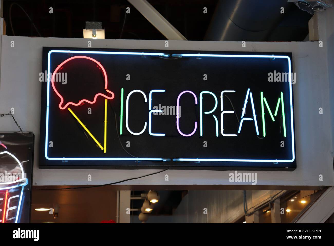Closeup shot of a neon ice cream sign Stock Photo - Alamy
