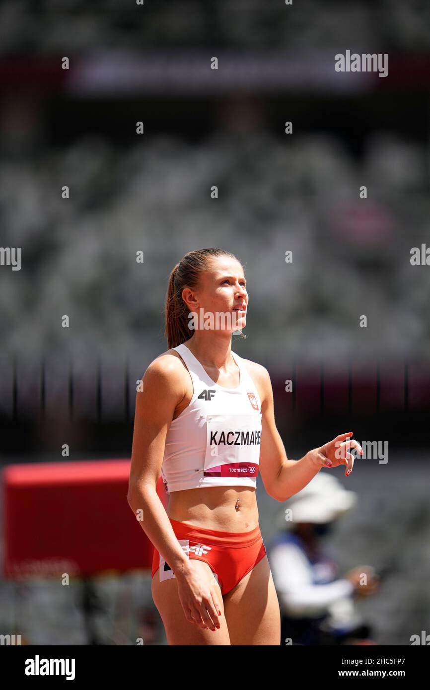Natalia Kaczmarek participating in the semi-final of the 400 meters of ...
