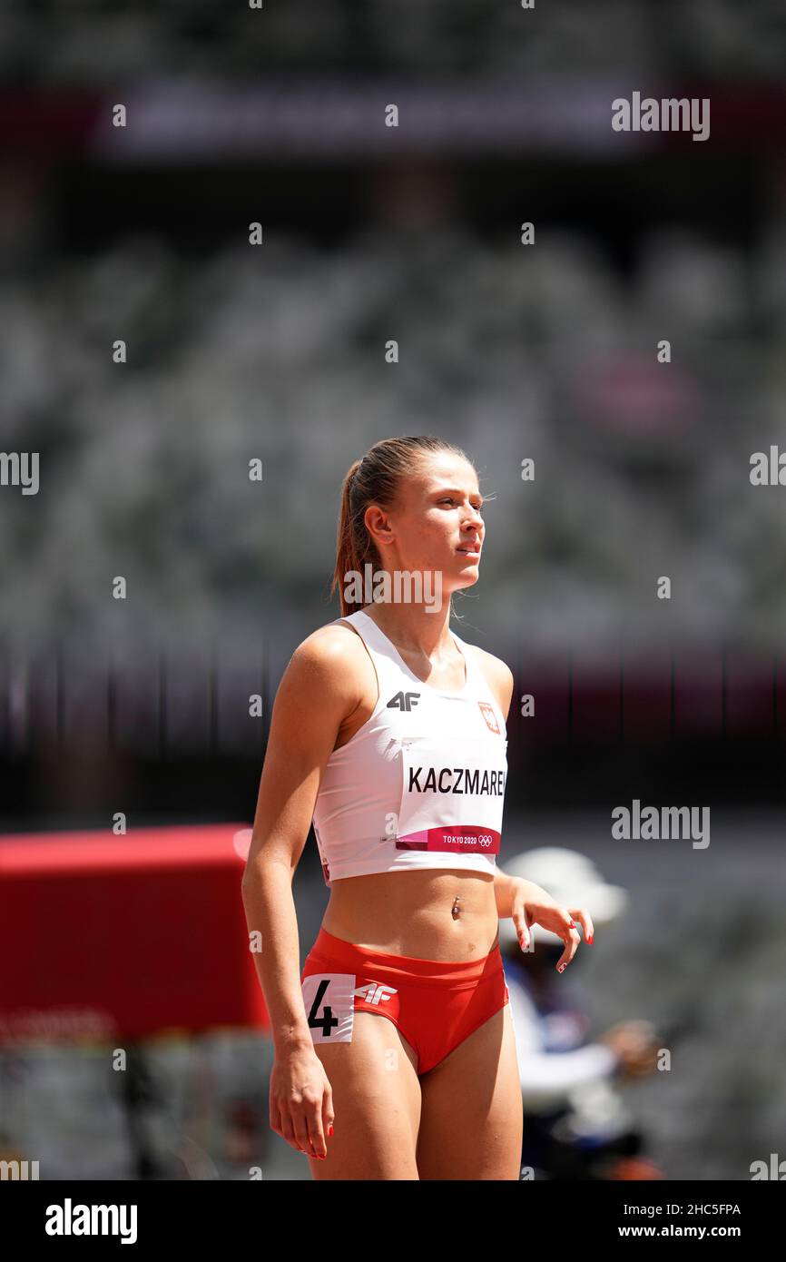 Natalia Kaczmarek participating in the semi-final of the 400 meters of ...
