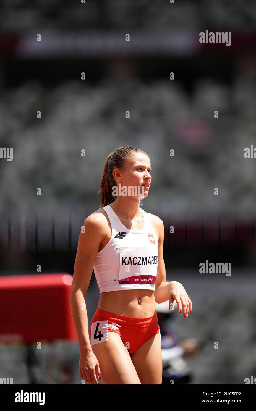Natalia Kaczmarek participating in the semi-final of the 400 meters of ...