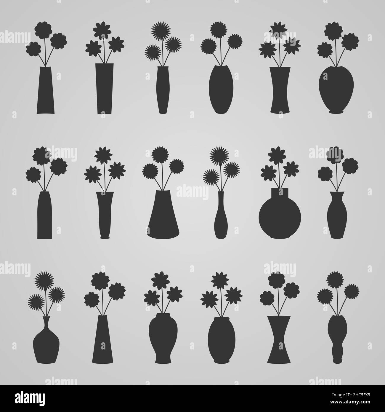 Set of vases with flowers, vector illustration Stock Vector Image & Art ...