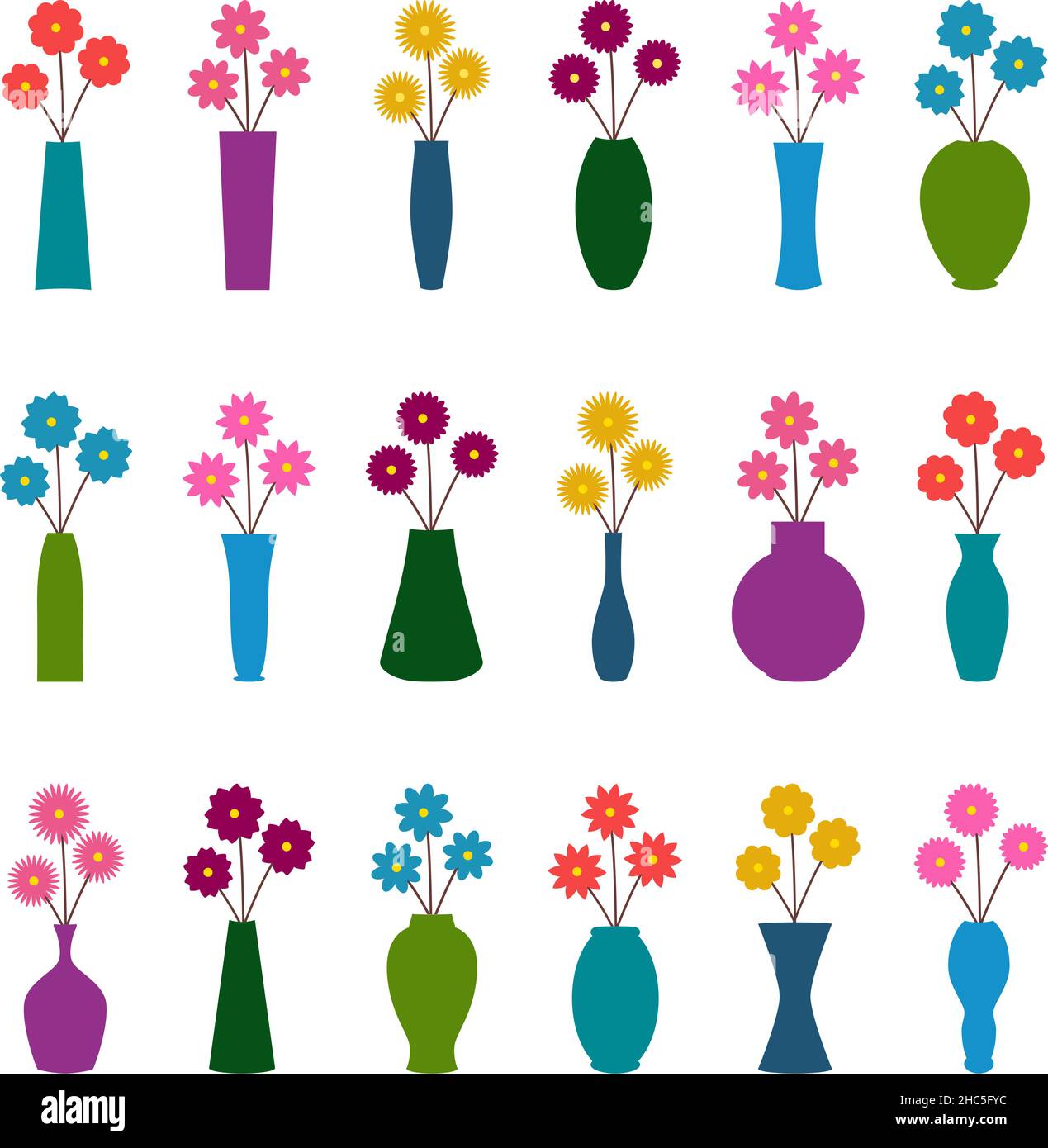 Set of vases with flowers, vector illustration Stock Vector Image & Art ...