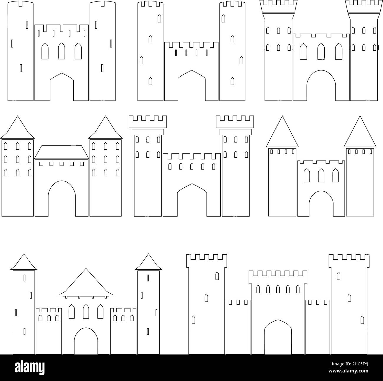 Set of medieval castles, vector illustration Stock Vector Image & Art ...