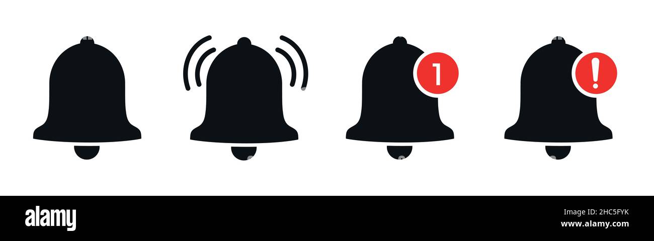 notification bells isolated symbols. Smartphone social media interface ...