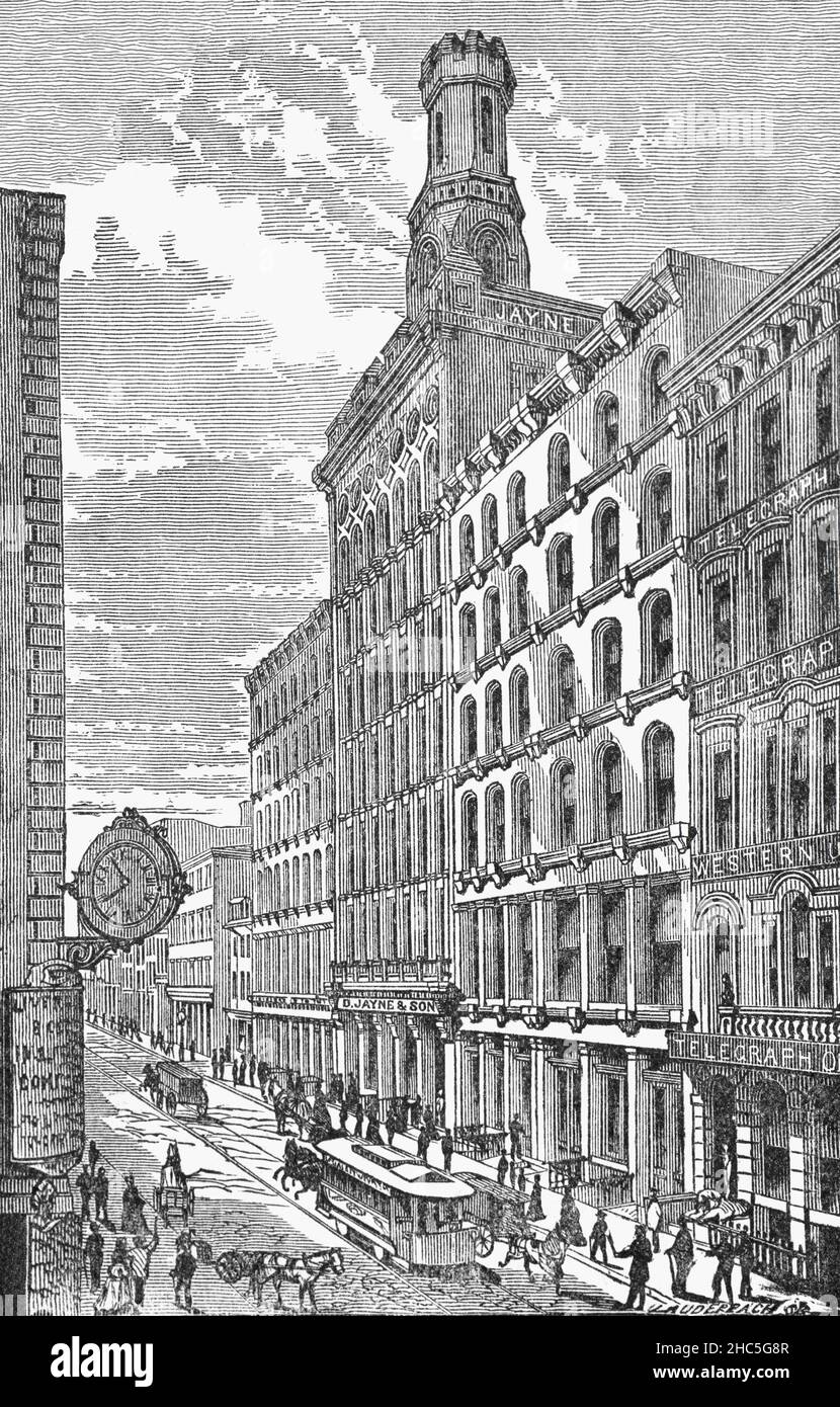 A late 19th Century illustration of Chestnut Street, a major historic ...