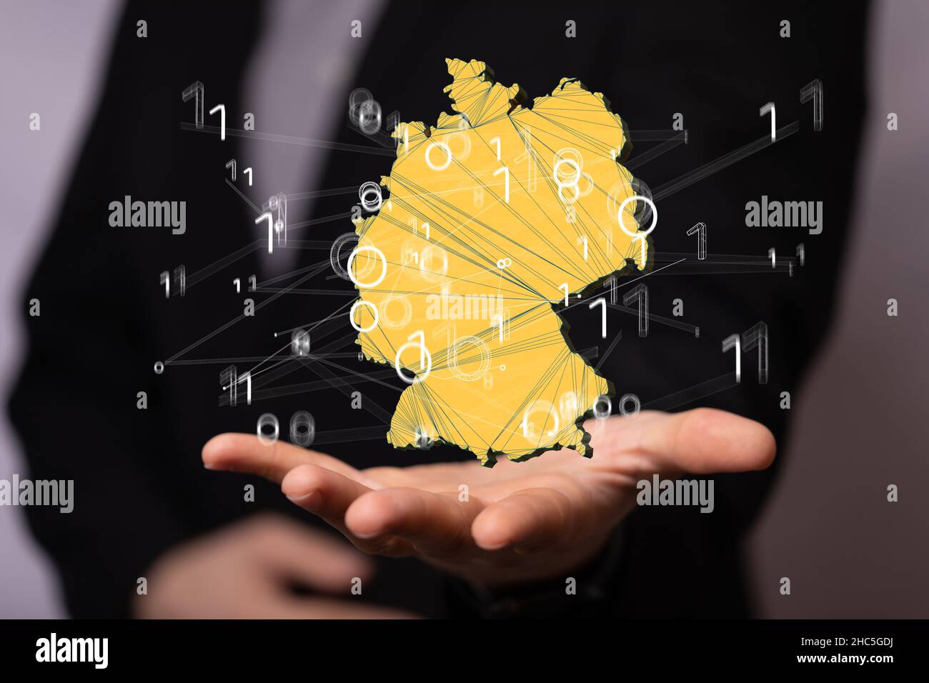 3D render of a map of Germany with a human from the background Stock ...