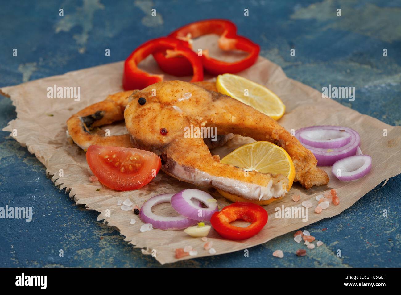 Christmas carp, Fried carp fish slices on paper Fried golden crust fish ...
