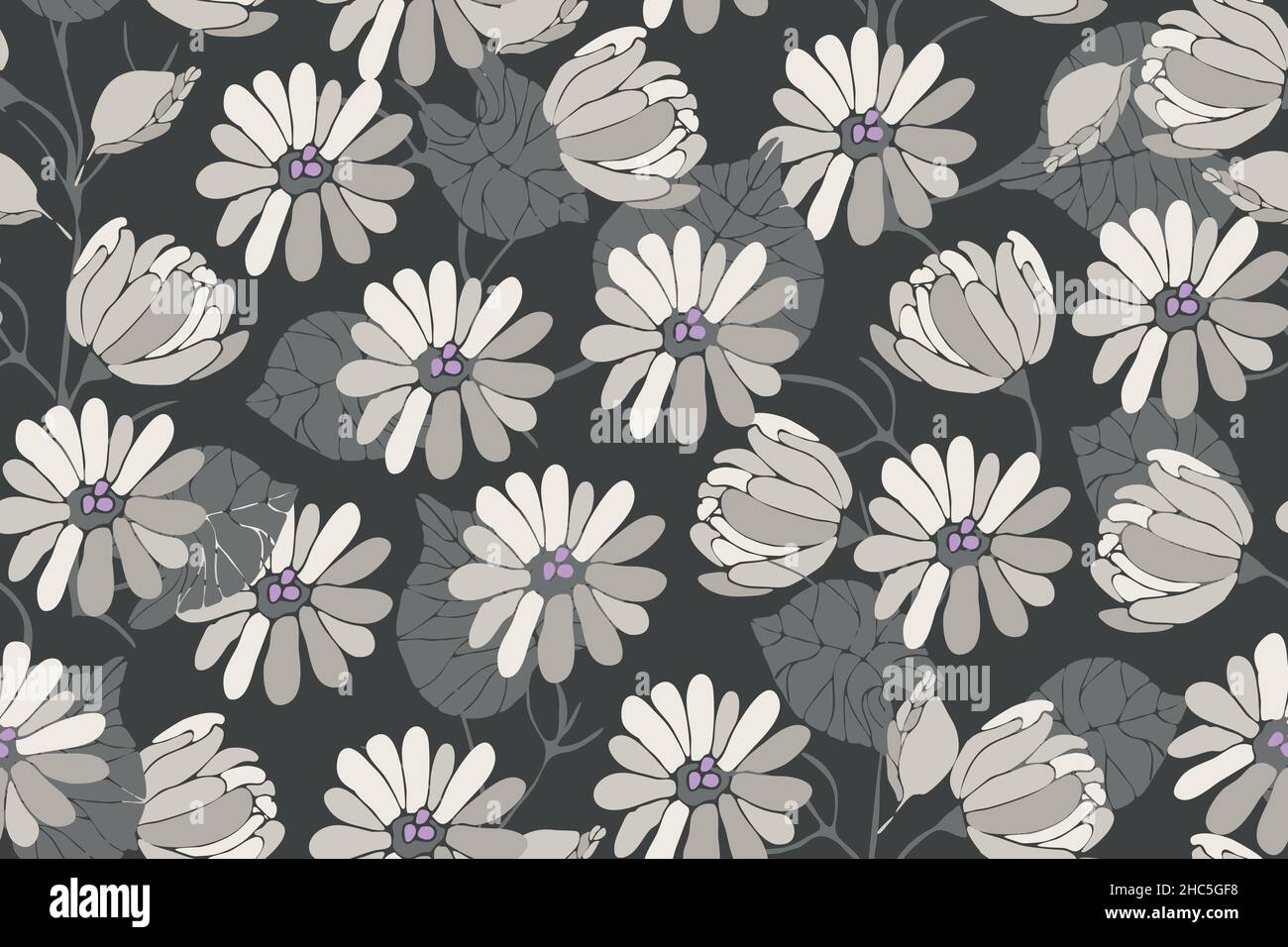 Art floral vector seamless pattern, garden flower Stock Vector Image ...