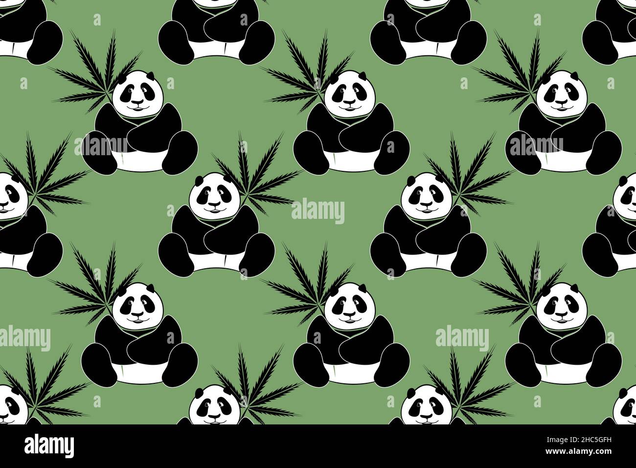 Vector seamless pattern. Panda with hemp leaves Stock Vector Image ...