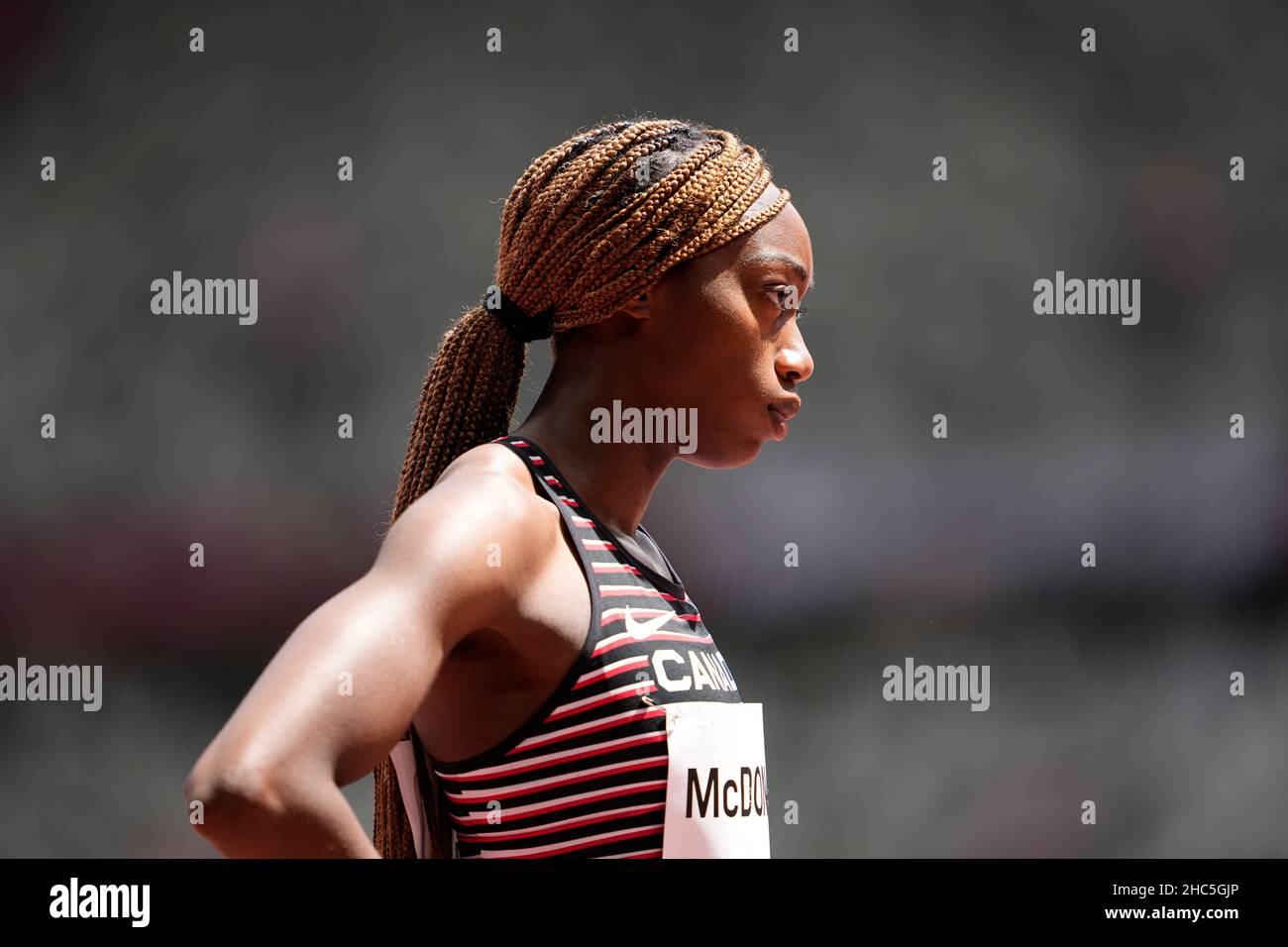 Natassha McDonald participating in the semi-final of the 400 meters of ...