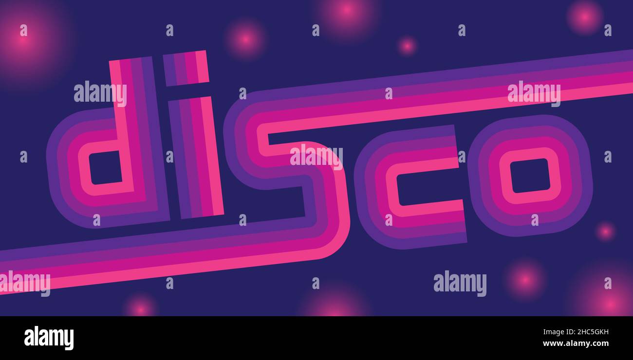 Disco colorful custom lettering for retro dance party Funky vector ...