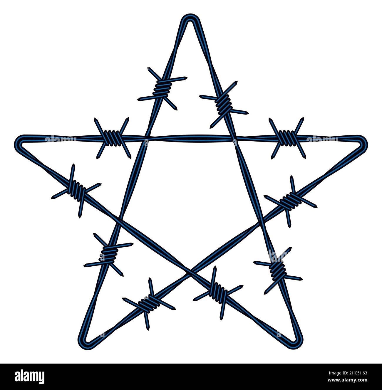 Illustration of the abstract barbed wire five-pointed star Stock Vector ...