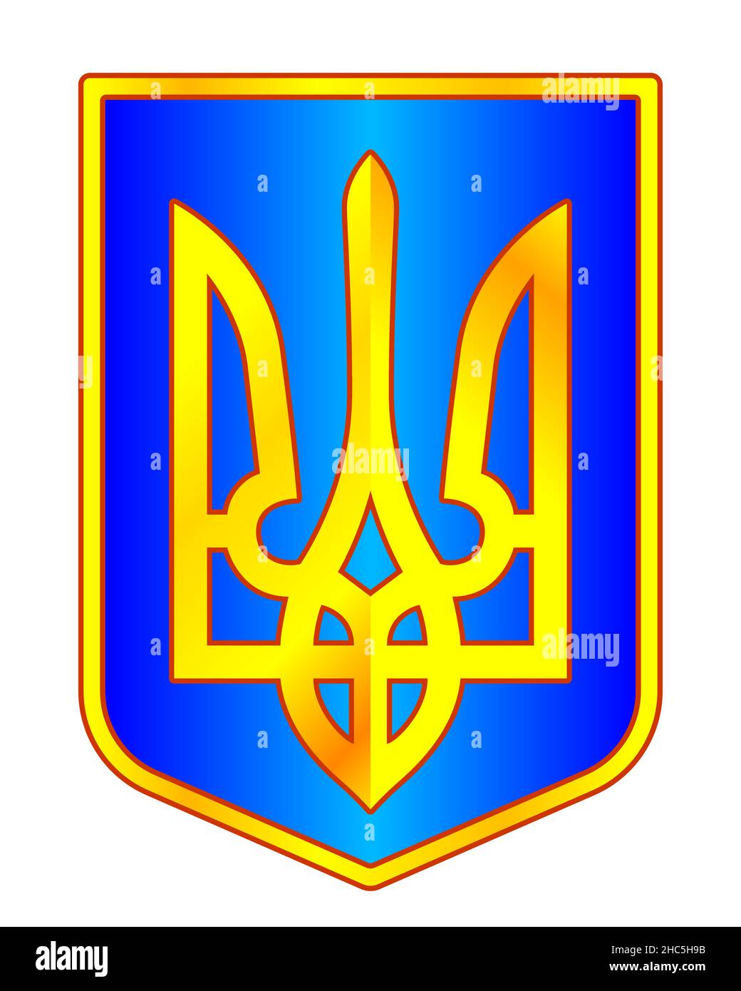 Illustration of the gold trident on blue shield. Coat of arms of ...