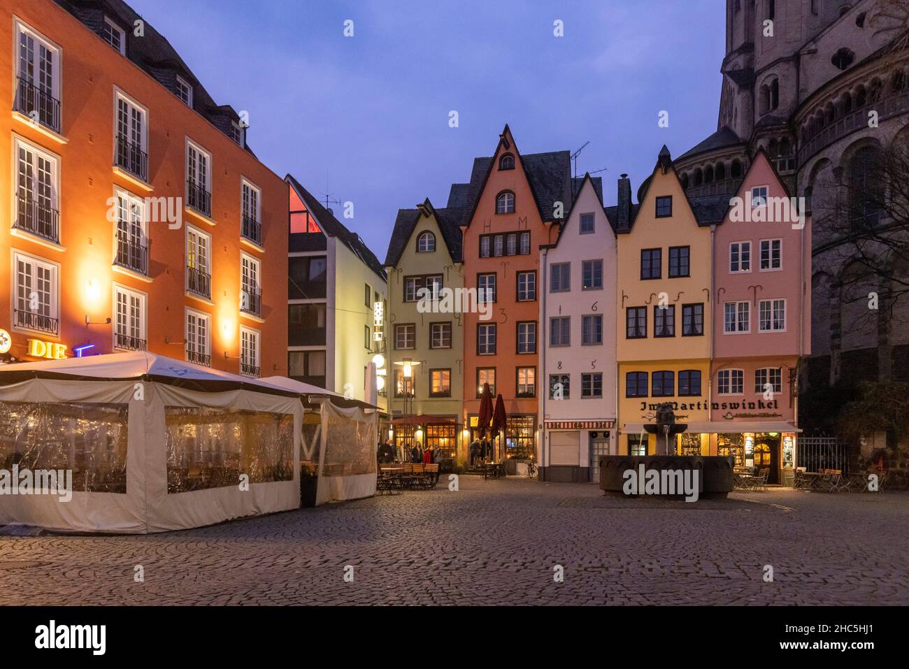 Cologne old town narrow streets ready for Holiday Season Stock Photo ...