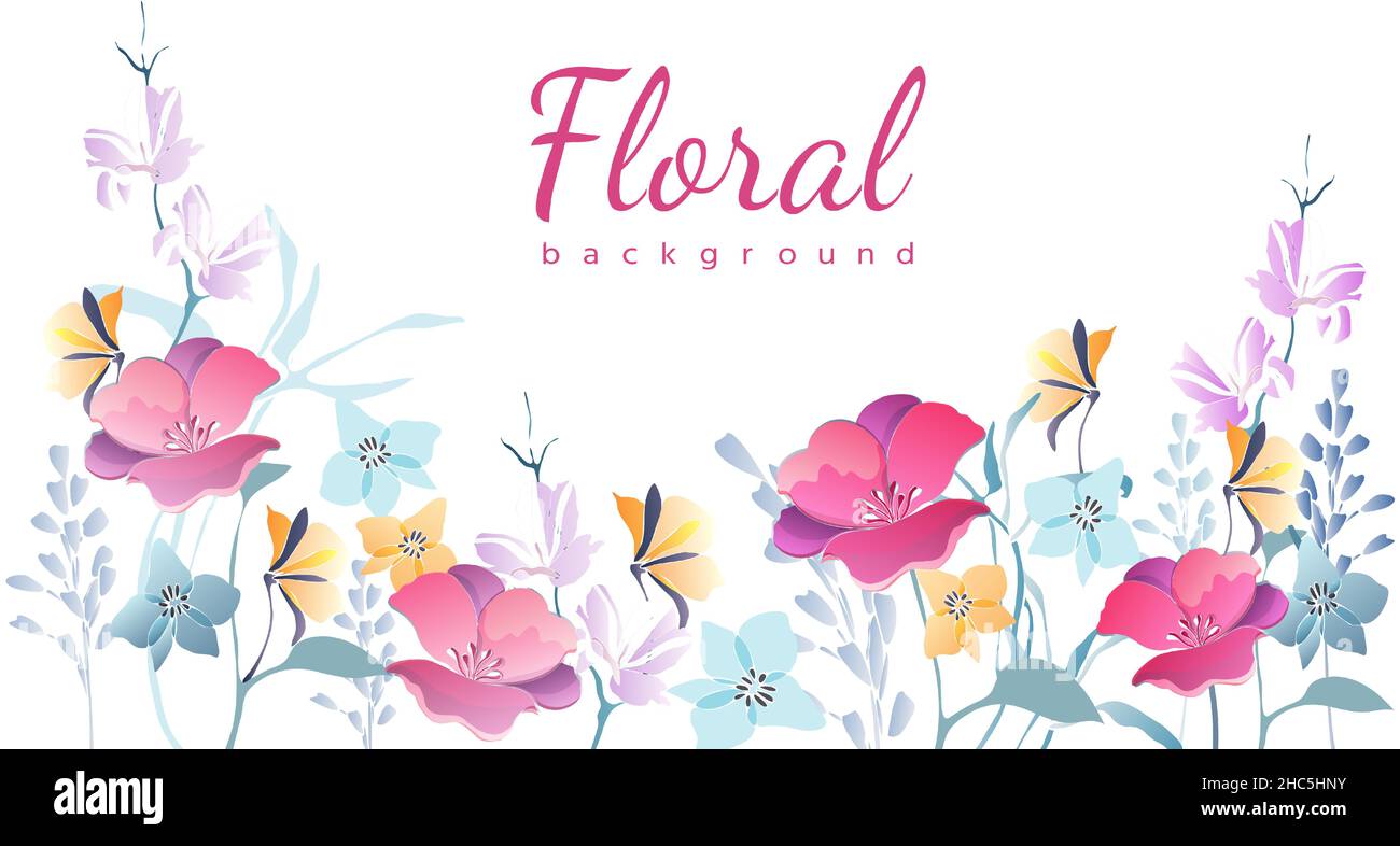 Vector floral background. Frame with garden flower Stock Vector Image ...