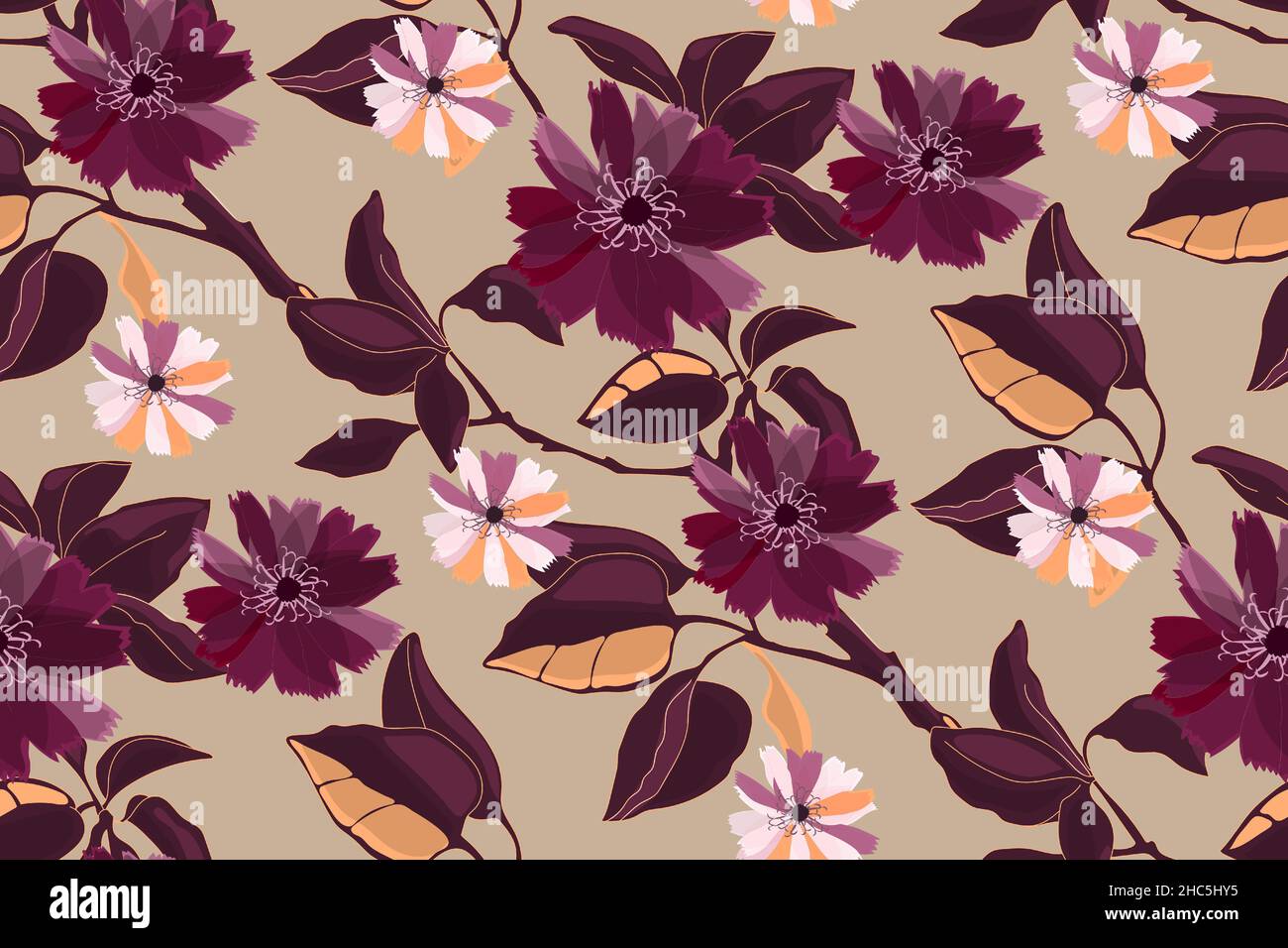 Maroon burgundy flowers Stock Vector Images - Alamy