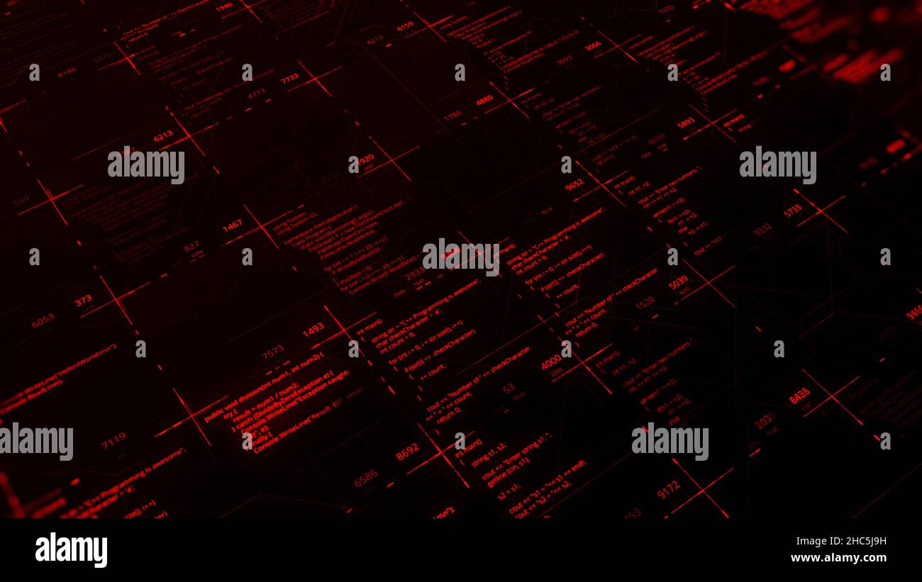 Abstract Modern Virtual Computer Script On Black Background Seamless Loop Work Of Software
