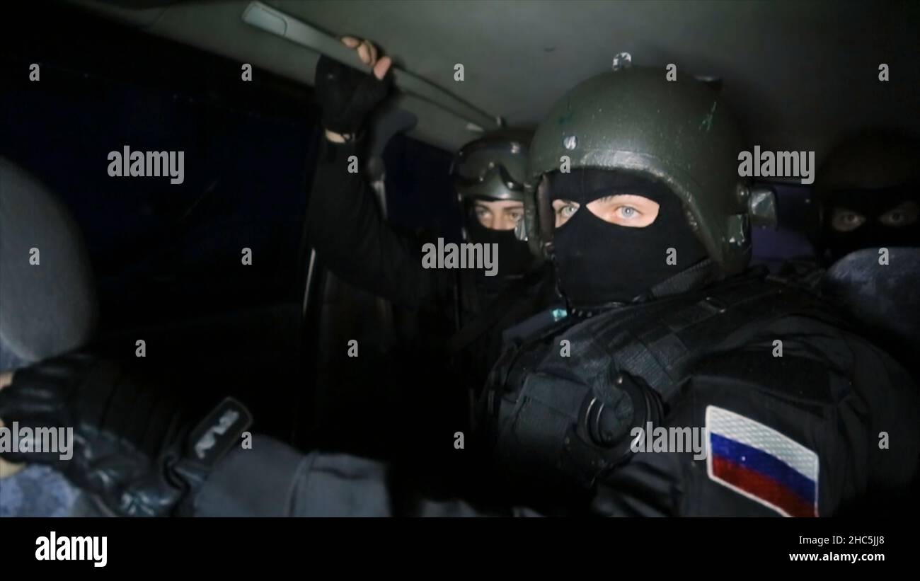 SWAT goes on a mission ready to fight. Special force in masks. Russian ...