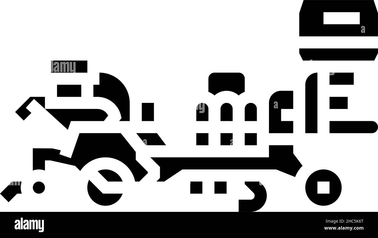 plastic mulch layer farm equipment glyph icon vector illustration Stock ...