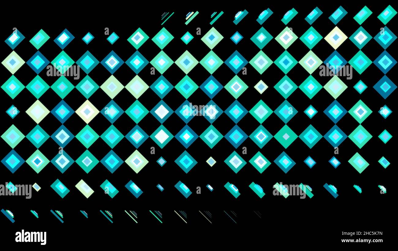 Many abstract rhombus figures appear and disappear on black background ...