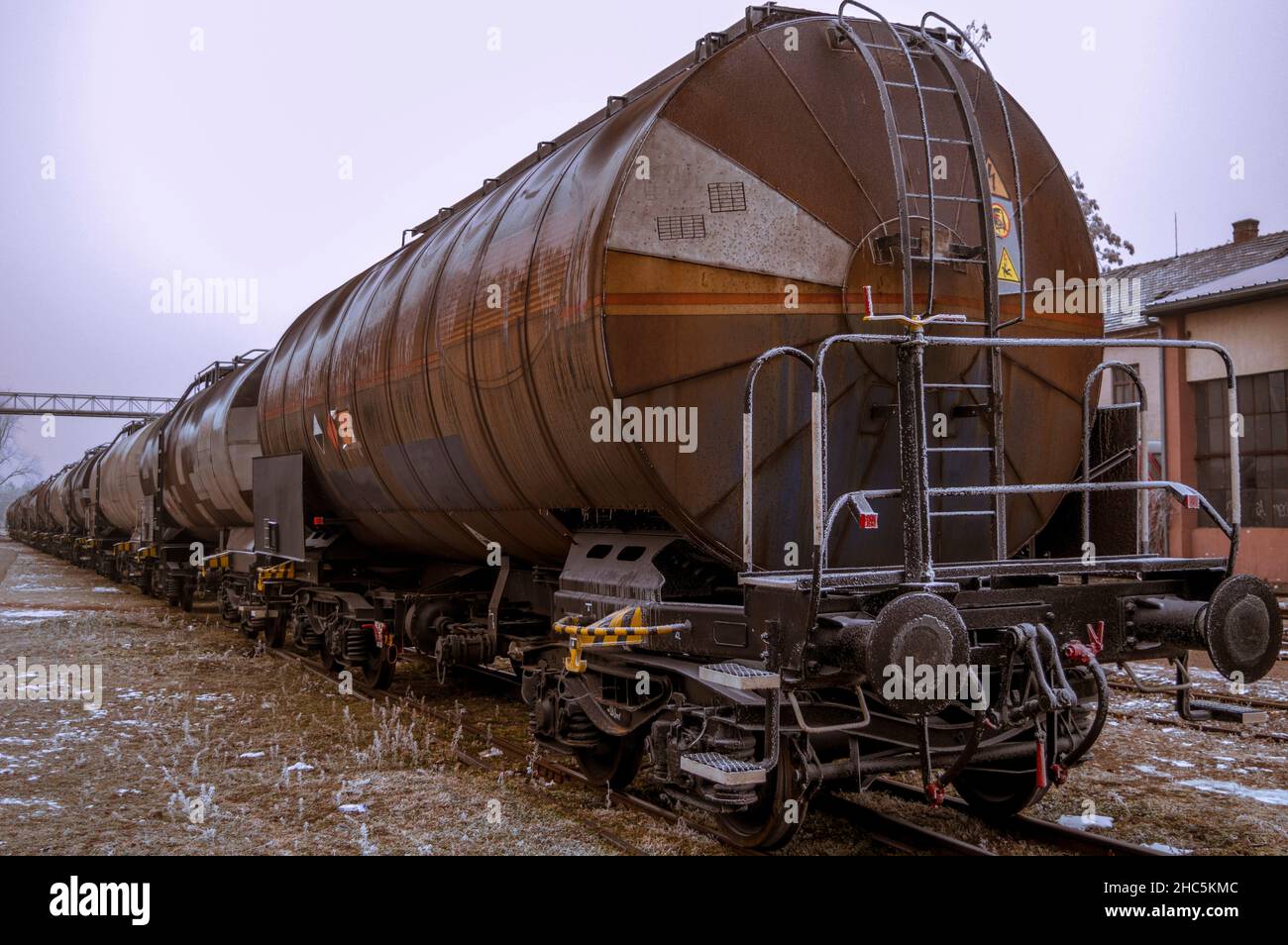 Long cargo train on the railroad Stock Photo - Alamy