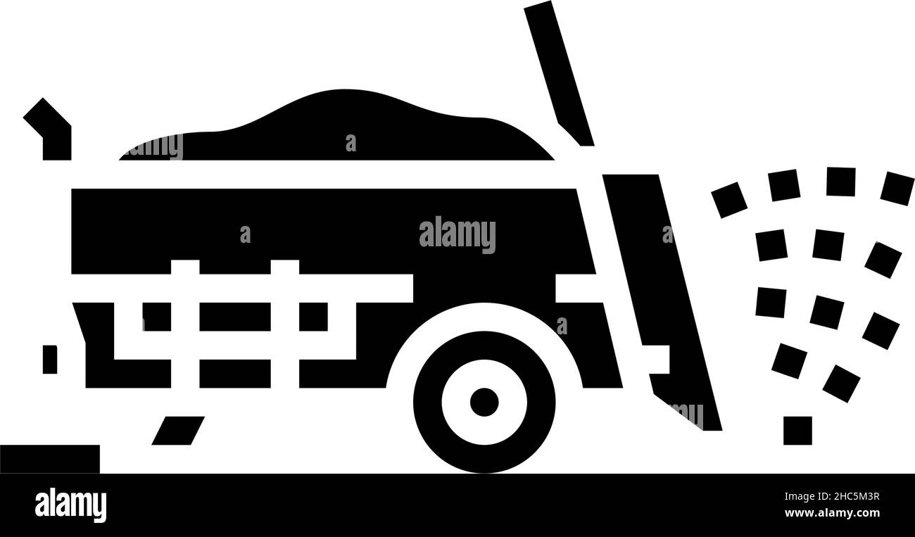 manure spreader farm machine glyph icon vector illustration Stock ...