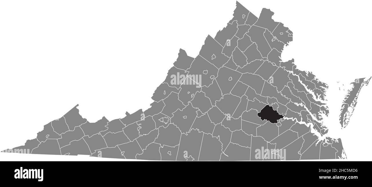 Black highlighted location map of the Chesterfield County inside gray ...