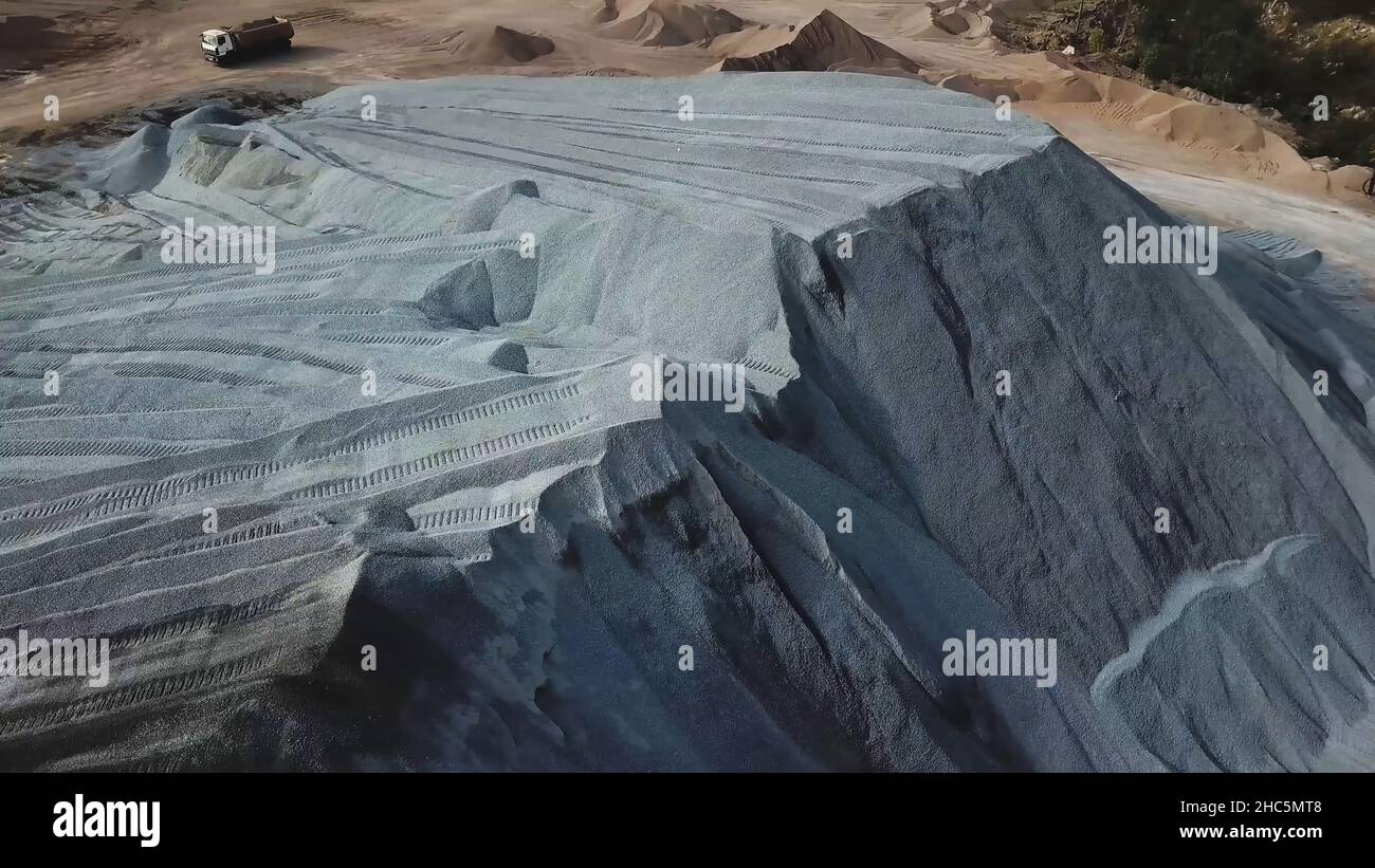 Aerial view of industrial background with mineral mining quarry ...