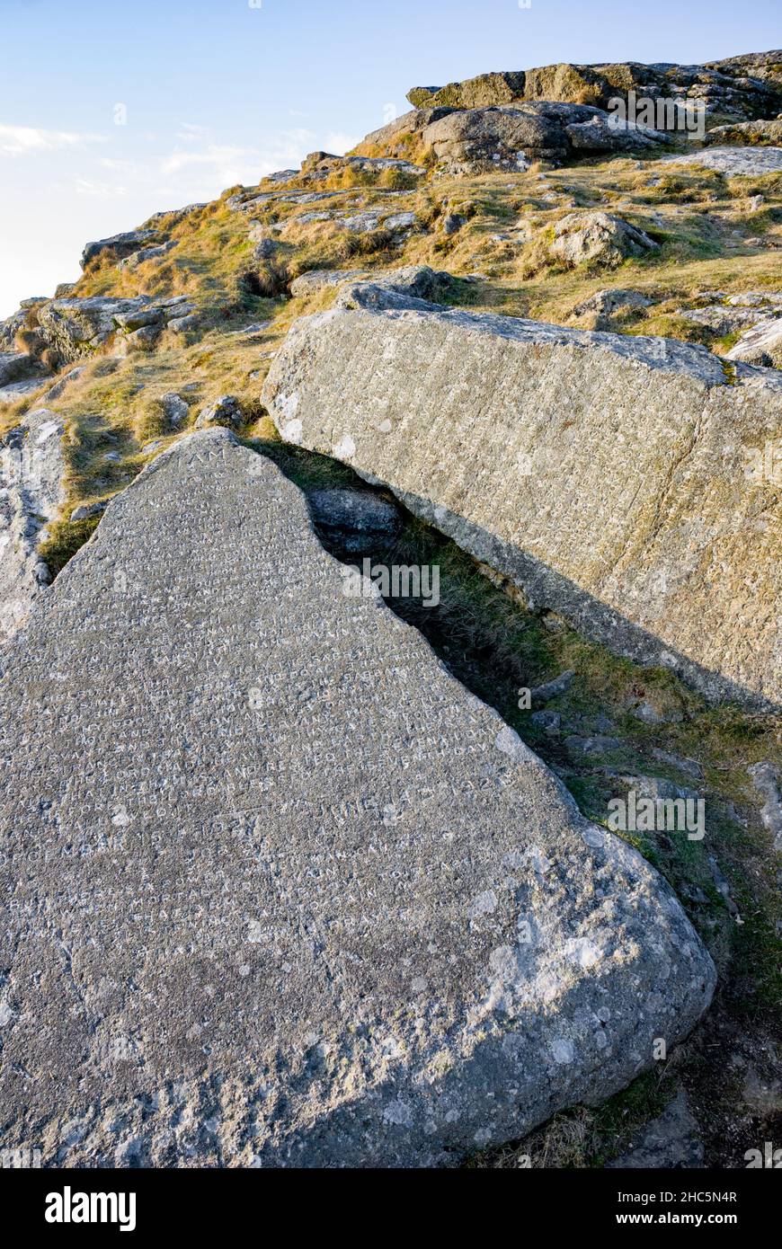 UK, England, Devonshire, Dartmoor, Buckland Beacon. The Commandment ...
