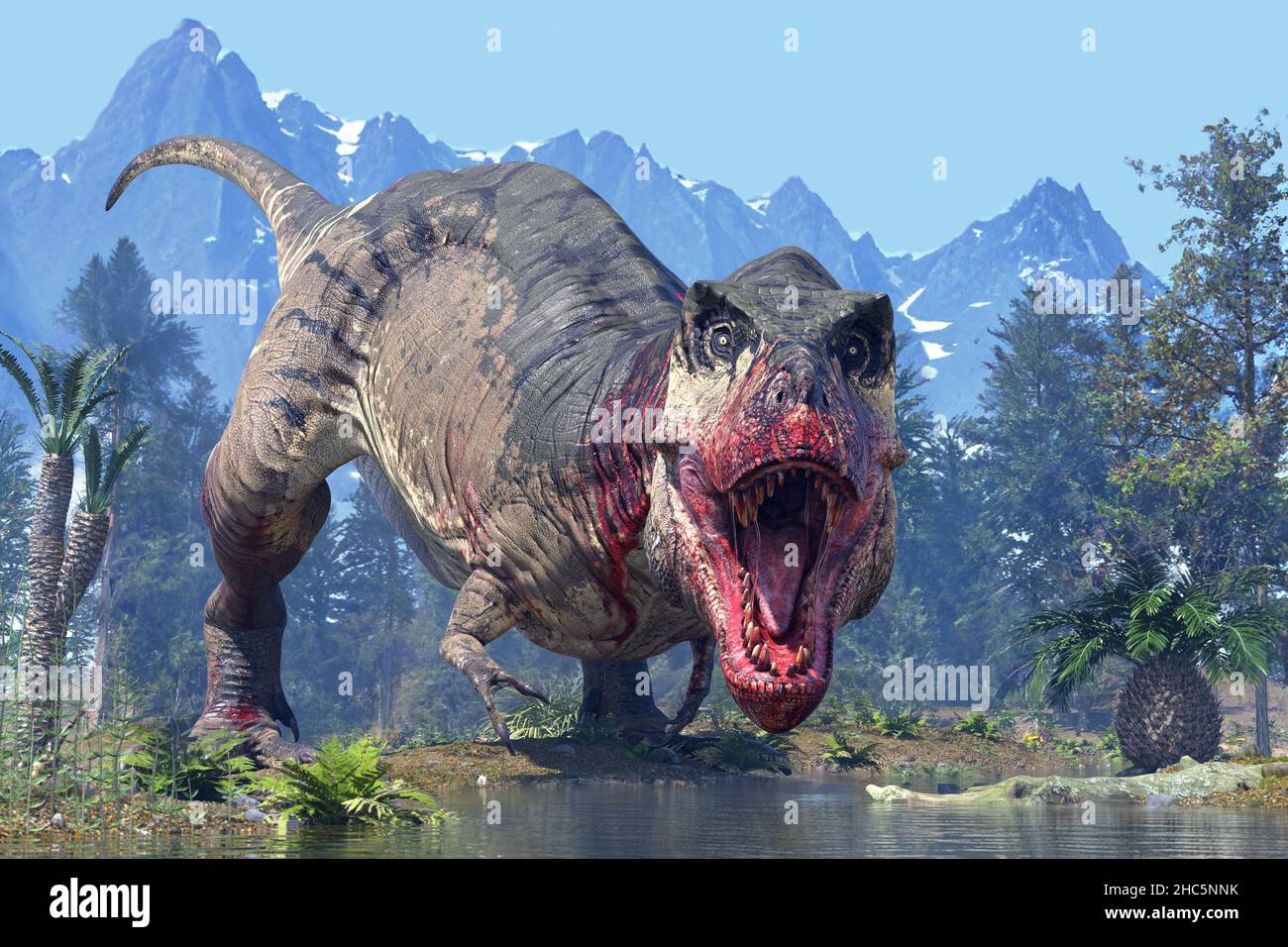 Tyrannosaurus rex dinosaur. This bipedal theropod dinosaur was one of ...