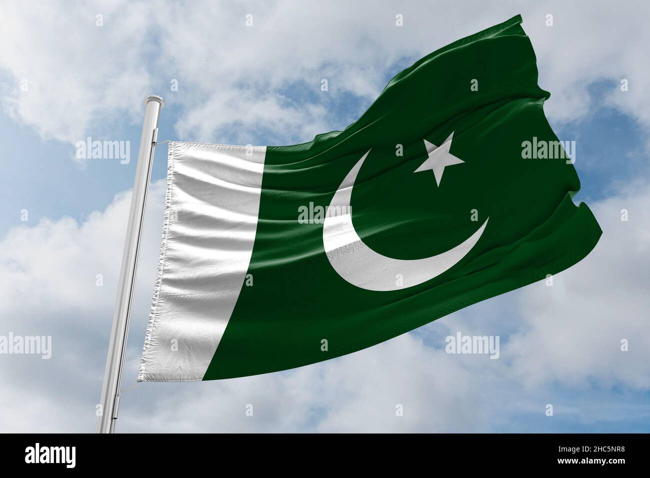 The flag of Pakistan on blue sky Stock Photo - Alamy