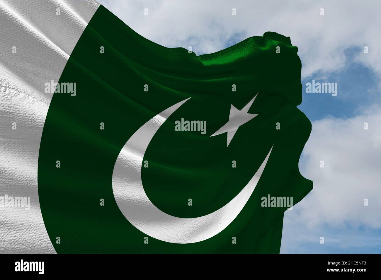 The flag of Pakistan on blue sky Stock Photo - Alamy
